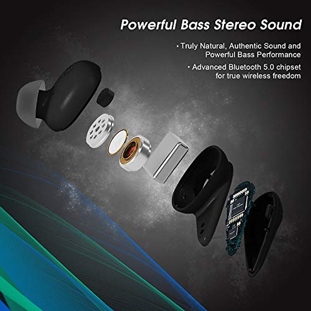 August True Wireless Earbuds EP810 - Bluetooth 5.0 True Wireless Stereo Headphones Touch Control with Type-C Charging Earphones Powerful Bass - iPhone and Android Compatible - Black