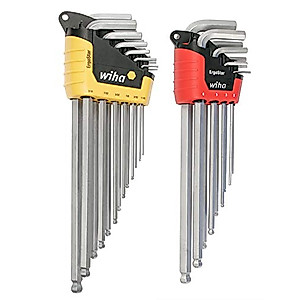 WIHA 66982 ErgoStar Ball End Hex L-Key, Inch and Metric, 22-Piece