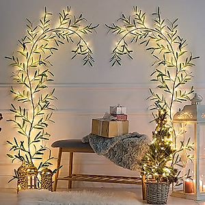Yepdin Artificial Vine for Indoor Decoration, Home Office Living Room Fake Plants Oliver Tree Lights, 120 LED Lights for Wall or Desktop Decoration,Z280