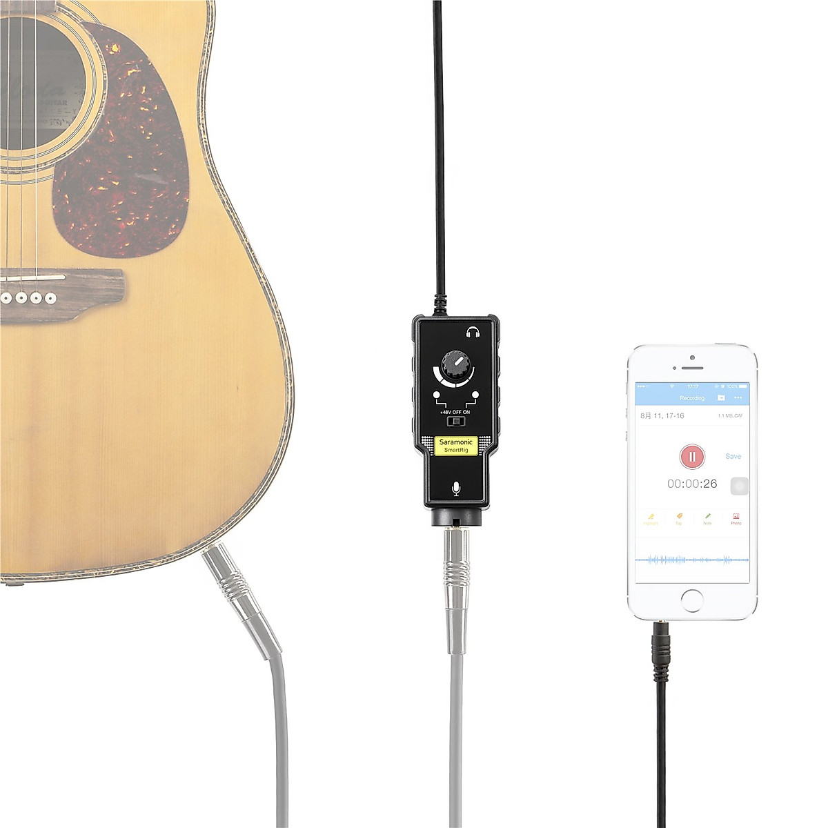 Saramonic SmartRig+ 2-Channel XLR/3.5mm Microphone Audio Mixer with Phantom Power Preamp & Guitar Interface for DSLR Cameras, Camcorders, iPhone, iPad, iPod, and Android Smartphones