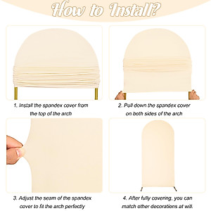 Spandex Fitted Wedding Arch Cover 6FT Beige Arch Backdrop Cover, Round Top Chiara Backdrop Stand Covers for Wedding Birthday Party Baby Shower Banquet Arch Decoration (Beige, 6FT)