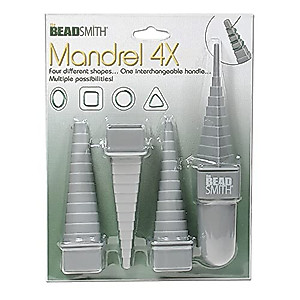 The Beadsmith Mandrel 4X, Wire Wrapping Set, 4 Different Shapes, Oval, Square, Round and Triangle, Plus Interchangeable Handle, Metal Jewelry Forming and Shaping Tool