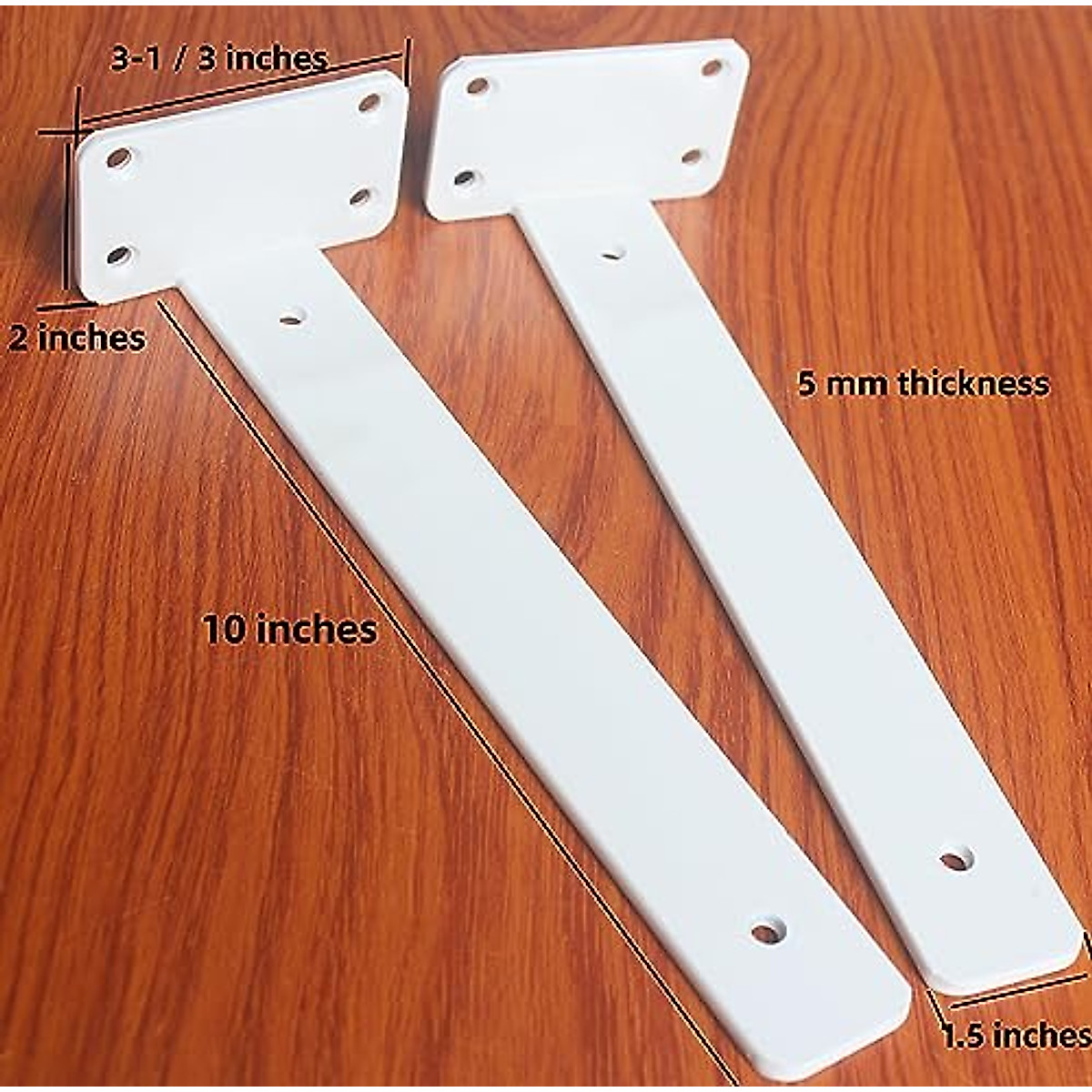 8 Pack - 10 inch White Hidden L Shelf Bracket (1/5 Inch Thicked) Iron Shelf Brackets, Metal Shelf Bracket, Industrial Shelf Bracket, Modern Shelf Bracket, Metal L Brackets for Shelves Support