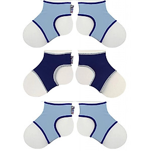 Sock Ons Clever Little Things That Keep Baby 3 Pack - Baby Blue, Navy, Baby Blue, 0-6 Months