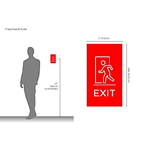 Kubik Letters Premium Exit Sign - Emergency Exit Sign - ADA Compliant - Modern Design Sign with Grade 2 Braille for Emergency Door with 3M Double-Sided Tape