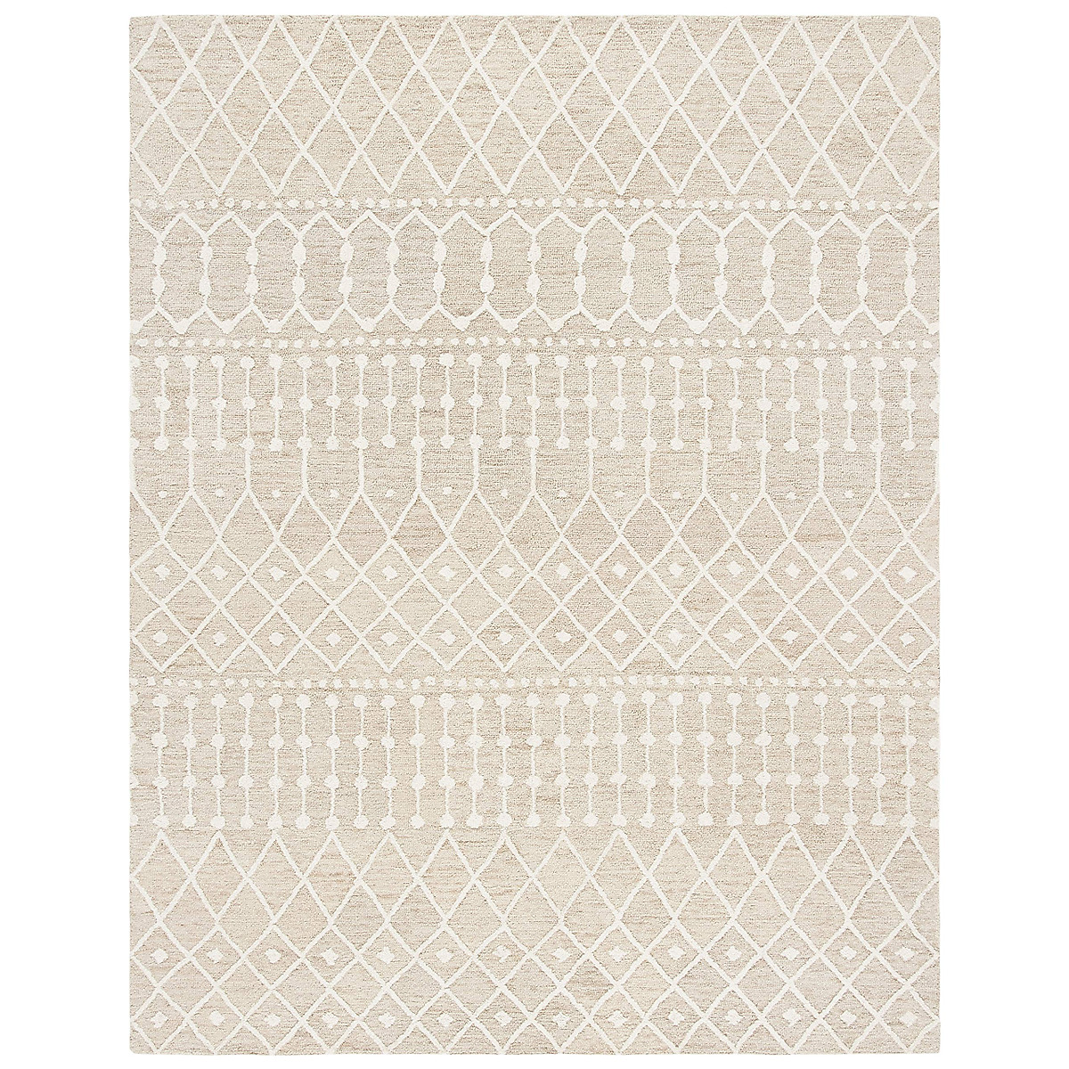 SAFAVIEH Blossom Collection Area Rug - 9' x 12', Beige & Ivory, Handmade Moroccan Wool, Ideal for High Traffic Areas in Living Room, Bedroom (BLM115B)