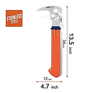 YARDMARIS Hookaroon 13.5 Inch Stainless Steel Pickaroon for Log Pulling and Moving Wood Firewood Tool