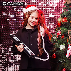CAHAYA Melodica 32 Keys Double Tubes Mouthpiece Air Piano Keyboard Musical Instrument with Carrying Bag 32 Keys, Black, CY0050-1