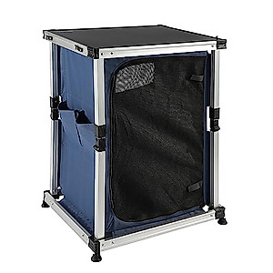 VEVOR Camping Kitchen Table Storage, Outdoor Pop-up Aluminum Portable Folding Cook Station with 3-Tier Organizer, Side Pocket & Carrying Bag, Quick Set-up for BBQ Party Backyard RV Traveling, Blue