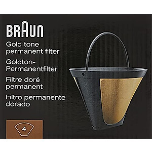 Braun Gold Tone Permanent Coffee Filter, Reusable #4 Cone Shaped, No Paper Filter Needed, Fits Coffee Makers Series 7 & Series 9, BRSC002 ,Black