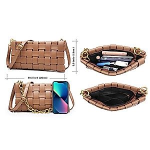YP Woven Small Crossbody Handbag Purse for Women Oversized Woven Shoulder Strap Messenger Bag Clutch Wallet Square Bag (Brown1)