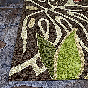 Couristan Areca Palms Runner rug, 2'6" x 8'6", Brown/Forest Green