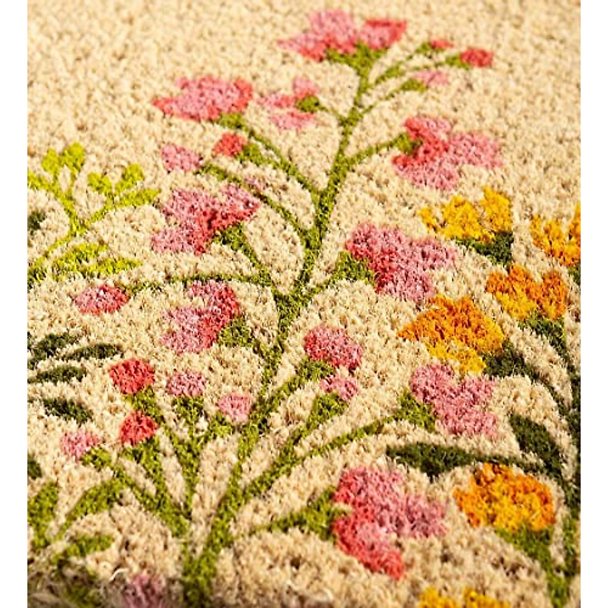 Vivaterra Spring Garden Coir Door Mat, 30" W x 18" D x 1" H, Natural Coir Entrance Doormat, Thick for Outdoor, Entry, Patio, Front Door Mat, Cheery Eco-Friendly Welcome Mat