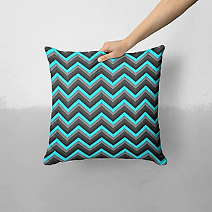 iiRov Turquoise-Black-Gray Chevron Pattern - Custom Decorative Home Decor Indoor or Outdoor Throw Pillow Cover for Sofa, Bed or Couch Cushion (Pillow CASE Cover ONLY)
