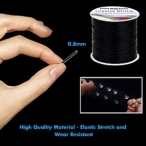 Paxcoo Stretchy String for Bracelets, 0.8mm Black Elastic String Bracelet Cord Jewelry Bead Thread for Bracelets, Necklaces, Beading and Jewelry Making