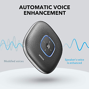 Anker PowerConf Bluetooth Speakerphone with 6 Microphones, Enhanced Voice Pickup, 24H Call Time, Bluetooth 5, USB C, Bluetooth Conference Speaker Compatible with Leading Platforms(Renewed)