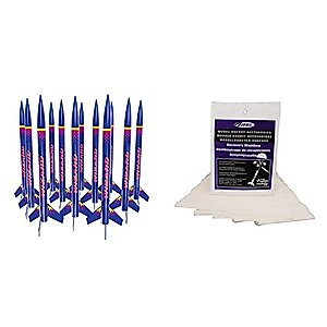 Estes - 1754 Wizard Flying Model Rocket Bulk Pack (Pack of 12) | Intermediate Rocket Kit | Step-by-Step Instructions | Science Education Kits & 302274 Recovery Wadding
