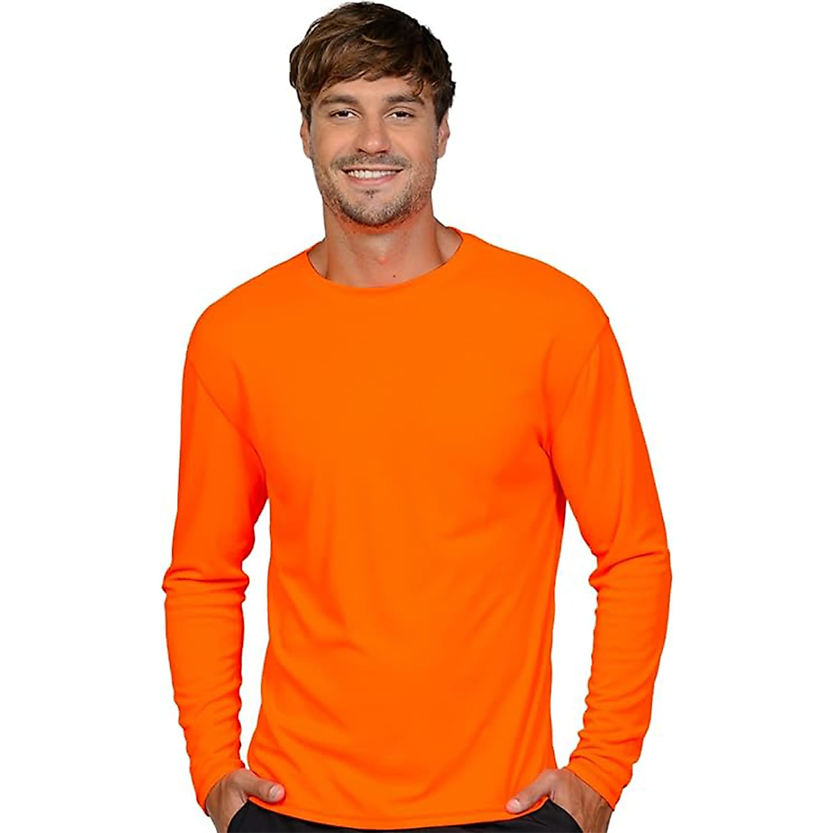 INGEAR Rash Guard Long Sleeve Swim Shirt for Men UPF 50+ Sun Protection, Quick Dry, Moisture Wicking, Light Weight, Long Sleeves Shirt for Outdoor Sports (Neon Orange, 3X)