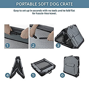 Pettycare 36 Inch Collapsible Dog Crate for Large Dogs, 4-Door Foldable Soft Dog Kennel with Chew Proof Mesh Windows, Indoor & Outdoor Travel Dog Crate, Soft Side Dog Crate