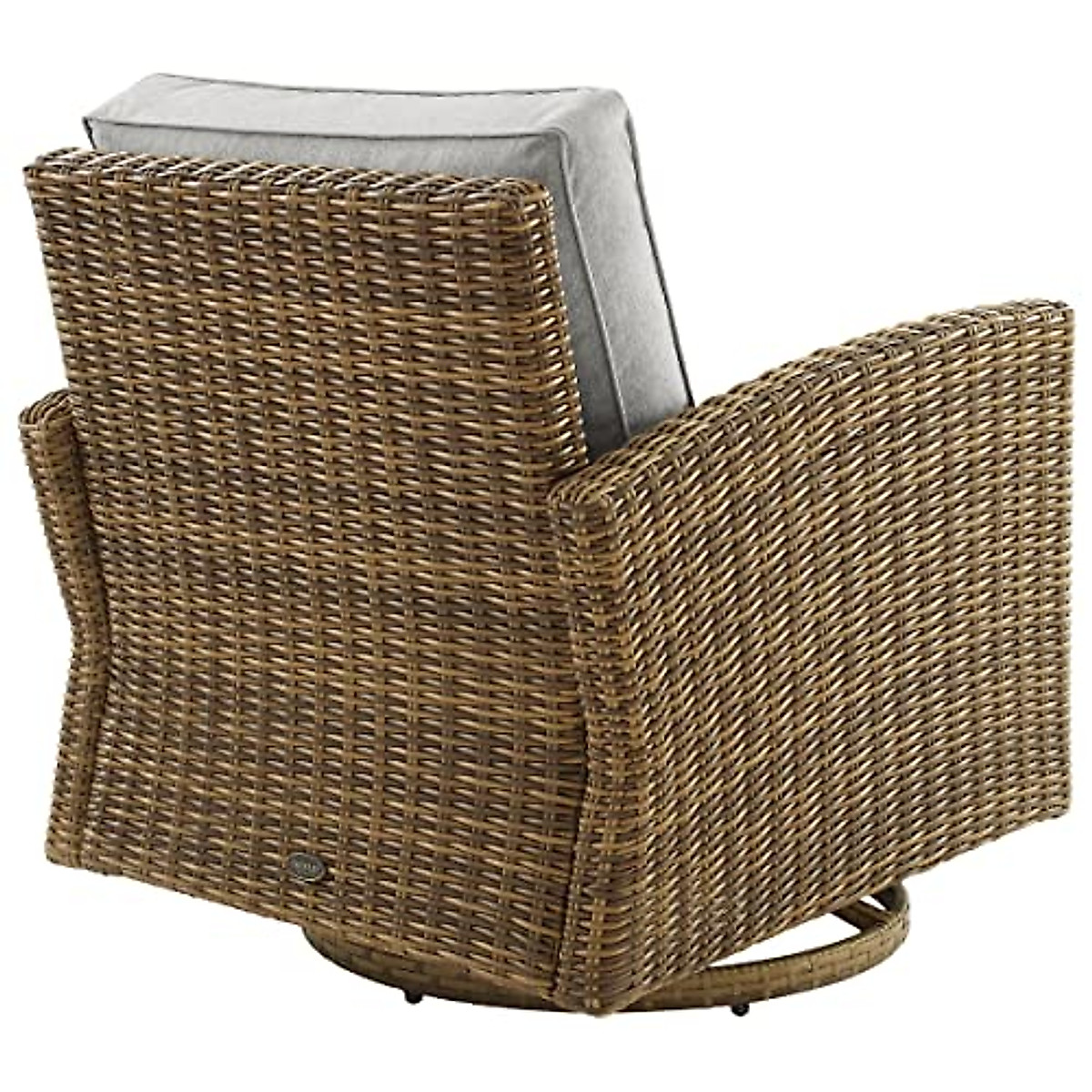Crosley Furniture Bradenton Swivel Rocker Outdoor Chair, Wicker Patio Chairs for Porch, Deck, Balcony, Brown with Gray Cushions