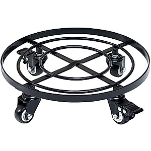 Idzo Round Heavy Duty Plant Caddy with Wheels, Cast Iron Plant Dolly, Plant Stand with Wheels, Load Capacity 180 Lbs, Repositioning Heavy Pots, Hauling Heavy Household Items, 14 Inch - Black