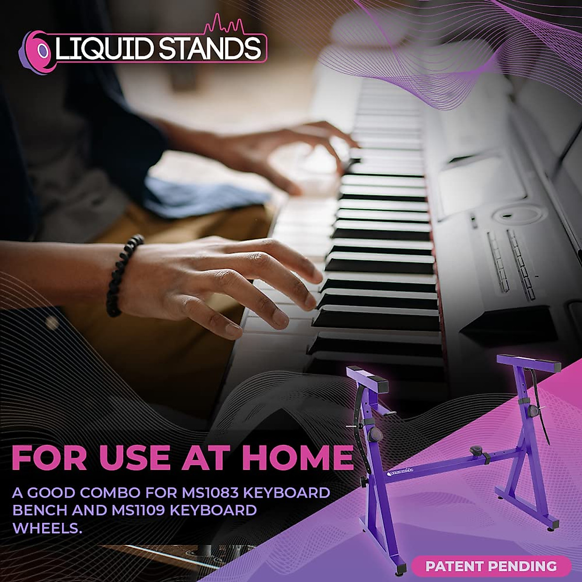 Liquid Stands Piano Keyboard Stand - Z Style Adjustable and Portable Heavy Duty Music Stand for Kids and Adults -Fits 54-88 Key Electric Pianos - Sturdy Musical Keyboard Stand (Purple)