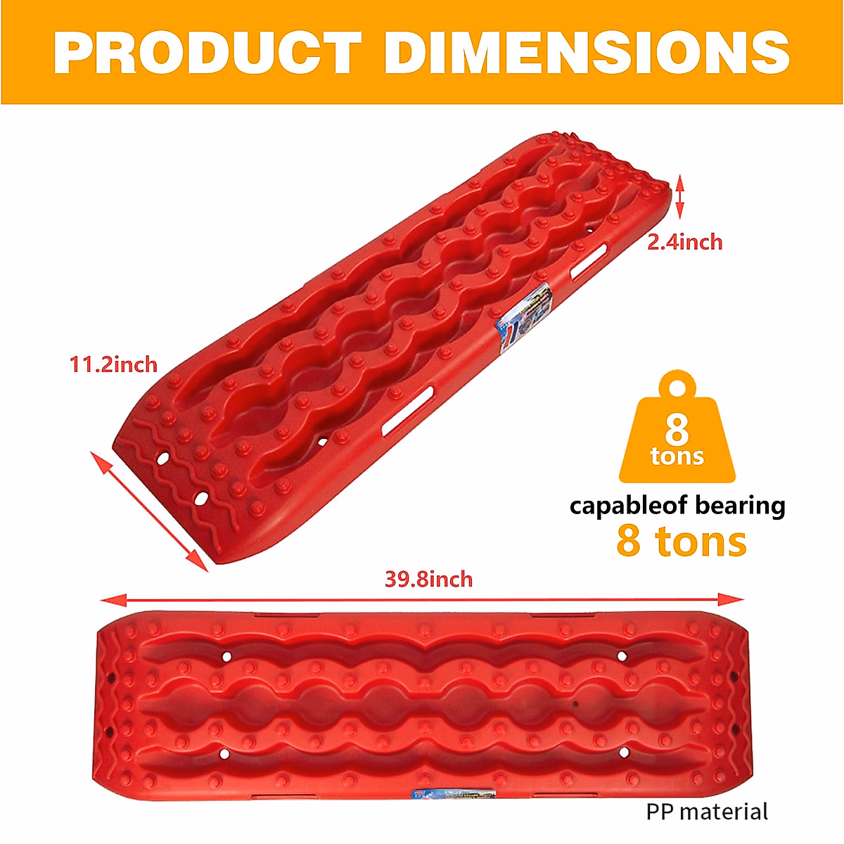 LILYPELLE Off Road Traction Boards, 2PCS Recovery Tracks Traction Mat for 4x4 Vehicle Truck SUV Car Offroad Sand Snow Mud Emergency Tire Traction Pads, Red