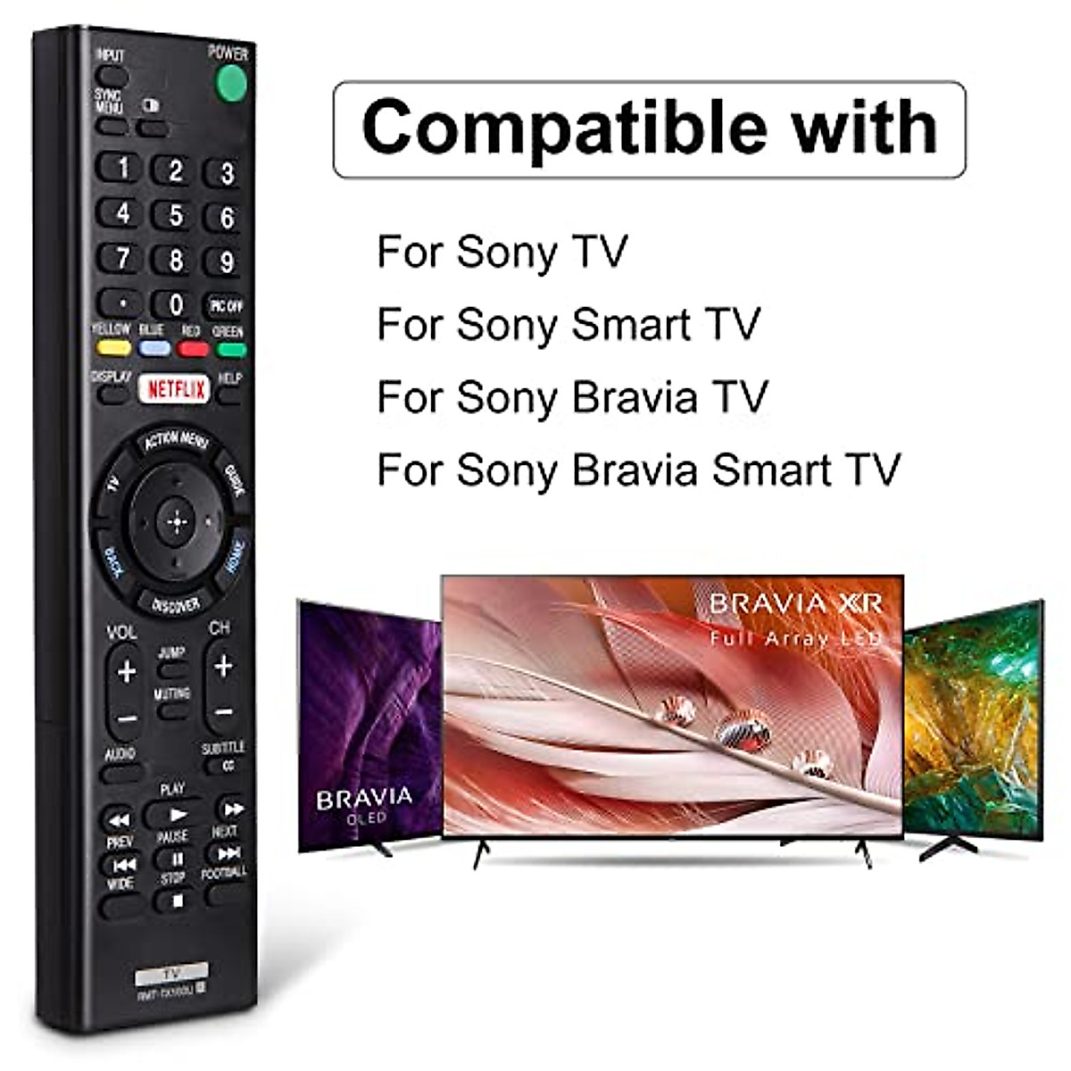 YOSUN Remote Control for Sony-TVs and Sony-Bravia-TVs, Replacement Remote for All Sony 4K UHD LED LCD HD Smart TVs