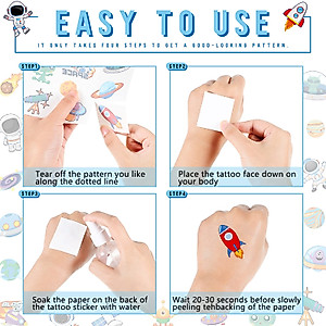 Maitys 288 Pcs Space Themed Party Temporary Tattoos Include Alien Planet Rocket ship Tattoos Stickers for Kids Astronaut Favors Goodie Bag Stuffers Space Themed Birthday Supplies 48 Styles