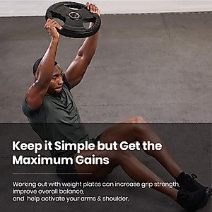 LIONSCOOL 2-Inch Rubber Coated Olympic Grip Plate in Pairs or Single for Strength Training, Weightlifting and Bodybuilding, 2.5-45LBS, One Year Warranty (5LB PAIR)