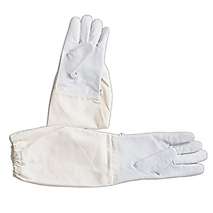 Forest Beekeeping Supply - Goatskin Leather Beekeeper's Glove with Long Canvas Sleeve & Elastic Cuff. (Large)