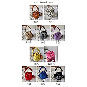 FjcCfrFw Bucket Bags for Women,Mini Bucket Purses,Hobo Bag,Drawstring Crossbody bags,Soft Plush Shoulder Handbags(Khaki)