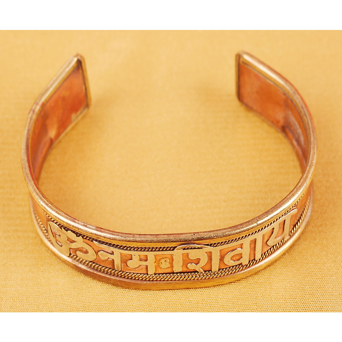 Touchstone -Om Namah Shivay-Hindu holy -Copper bracelet Tibetan style. Hand forged with solid and high gauge pure copper.