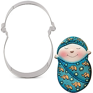 LILIAO Swaddled Baby Cookie Cutter for Baby Shower - 3.1 x 4.4 inches - Stainless Steel