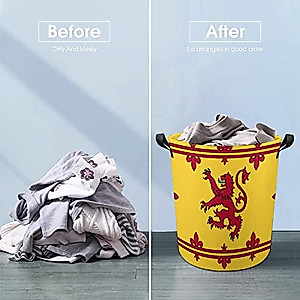 Scotland Scottish Rampant Lion Large Laundry Basket Hamper Bag Washing with Handles for College Dorm Portable