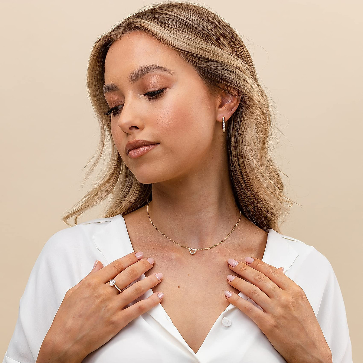 PAVOI Rhodium Plated Cubic Zirconia Heart Necklace | Cute Dainty Love Pendant Necklaces for Women