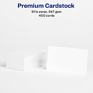 Avery Clean Edge Printable Business Cards with Sure Feed Technology, 2" x 3.5", White, 400 Blank Cards for Laser Printers (5877)