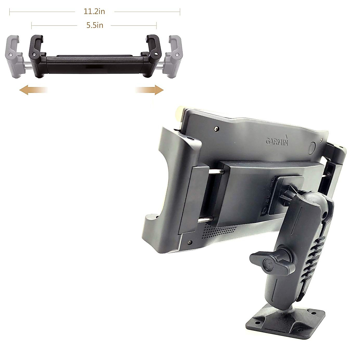 Heavy Duty Tablet GPS Smartphone AMPS Drill Base Dash ELD Mount for Truck Van Commercial Vehicle Semi Fleet Limo (Holder fit all Tablets & Phones iPhone)