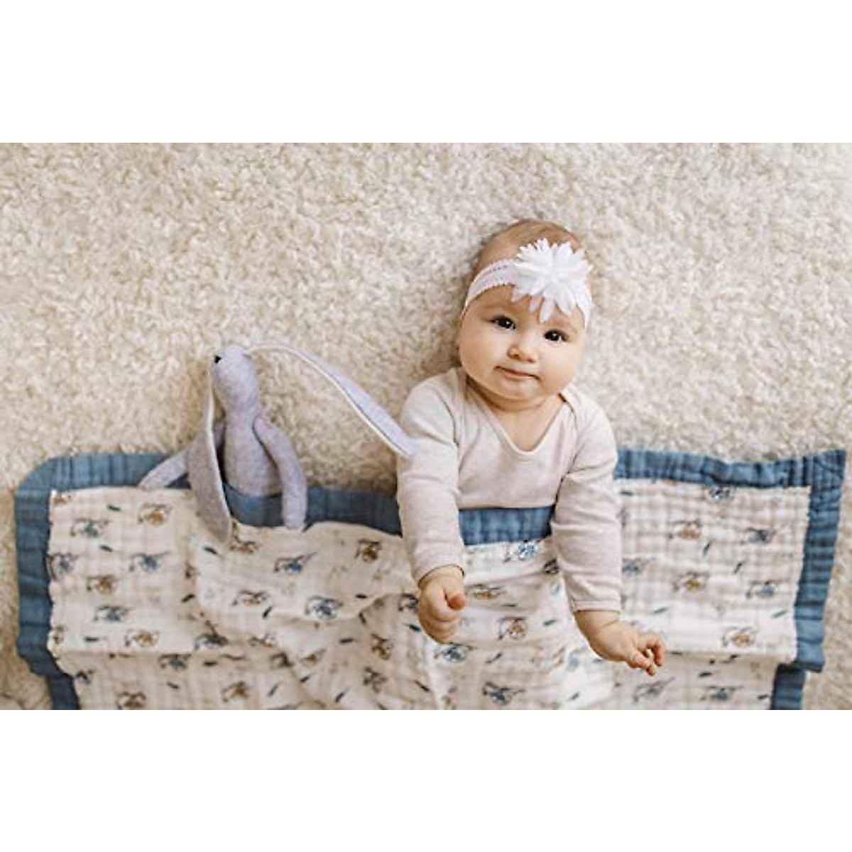 Kofaneek Blanket Toddler for Newborn, Infant, Unisex, Boy & Girl, 6 Layers Soft and Breathable, 43X43 inches, Ideal Lightweight Cotton Muslin (Blue Snail)