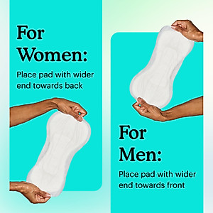 Because Premium Incontinence Booster Pads for Men and Women, Adds Extra Absorbency to Adult Diapers, Super Soft, Adhesive Strip Backing, Unisex, 20 Count