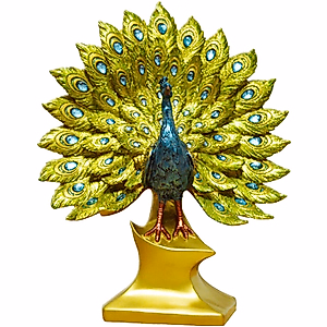 Peacock Figurine Desktop Statue Modern Peacock Ornament Desk Table Statue for Home Bedroom Living Room Garden Office - Style 03