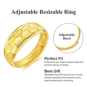 CHOW SANG SANG 999.9 24K Solid Gold Price-by-Weight 9.73g Gold Modern with Hammer Finish Band Ring for Women 82820R | Size Adjustable