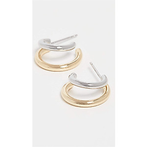SHASHI Women's Gemini Hoops, Gold/Silver, One Size