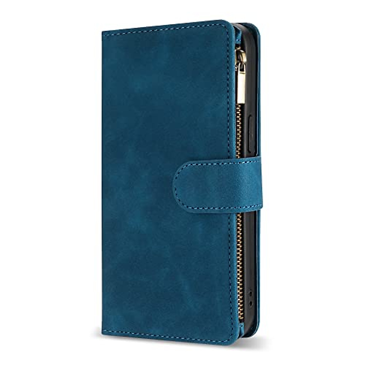 ZZXX Samsung Galaxy S23 Wallet Case with RFID Blocking Card Slot PU Leather Zipper Flip Folio with Strap Kickstand Protective Cover for Samsung Galaxy S23 Case Wallet(Blue-6.1 inch)