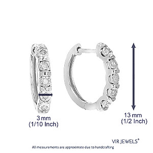 Vir Jewels 1/10 cttw Diamond Hoop Earrings .925 Sterling Silver 10 Stone Prong Set 2/3 Inch