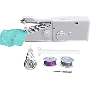 Handheld Sewing Machine,Cordless Portable Mini Stitching Sewing Machine Hand Electric Sewing Machine for Kids Beginners Clothes, Home,DIY Accessories (White)