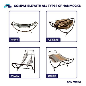Skybed Universal Hammock Stand Fits 2 Single Hammocks 7 ft to 14 ft Long or 1 Double Wide | Unique Head Up Mount Option for Dual Hammock Chat Mode | Heavy Duty | 600 Lbs Capacity | Indoor/Outdoor