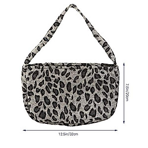 VALICLUD Shoulder Bag Leopard Print Purse Faux Fur Hobo Handbag Small Cheetah Print Purses for Women