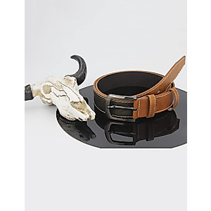 URAMAN Cowboy Embossed Leather Belts For Men With Buckle Western Country Belts for Jeans Pants Dresses Casual