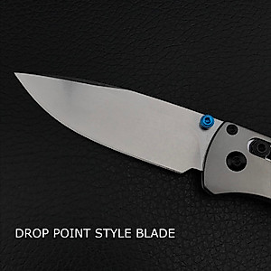 7.4 Inch Manual Open Bugout 535 Folding Knife, Axis Lock Knife with 2.8 Inch 440C Blade Titanium Alloy Handle, EDC Pocket Knife with Belt Clip for Camping Hunting (440C blade)